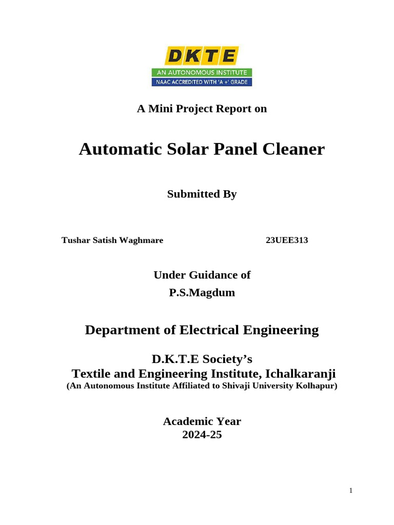 Automatic Solar Panel Cleaner Project | PDF | Solar Panel | Radio ...