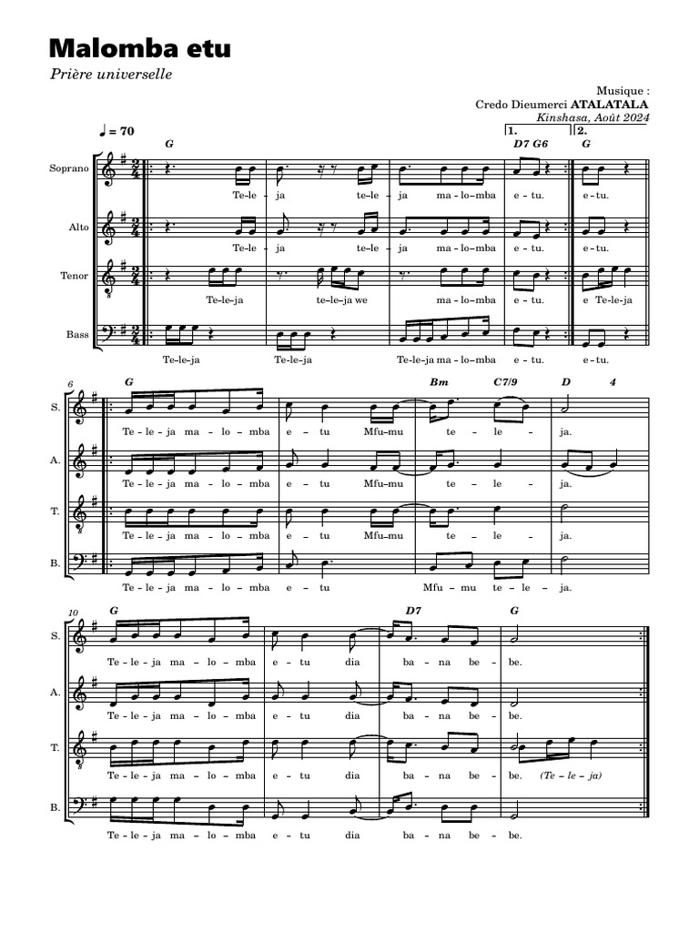 Malomba - Etu Mus. Credo Dieumerci ATALATALA Aout 2024 | PDF