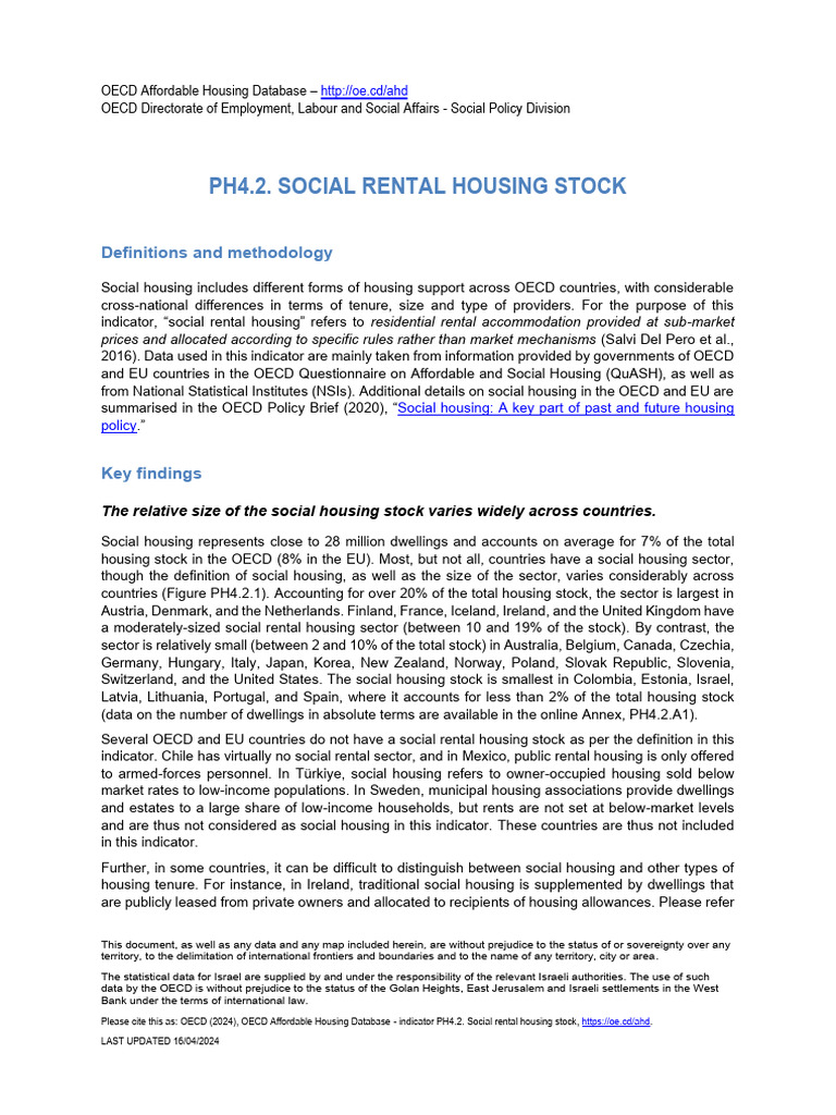 Social Rental Housing Stock in OECD | PDF | Public Housing | Israel