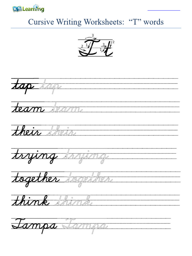 Handwriting Practice Words TT Printable | PDF
