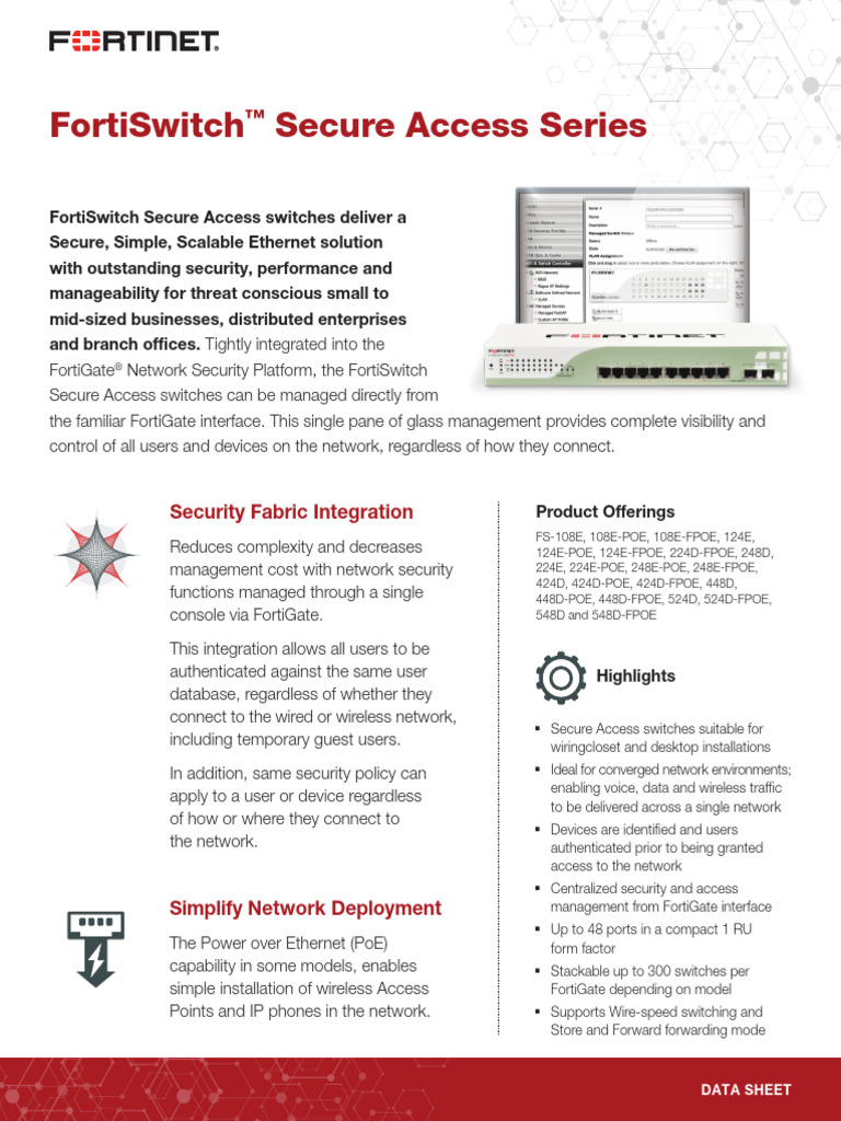 FortiSwitch Secure Access Series | PDF | Network Switch | Computer Network