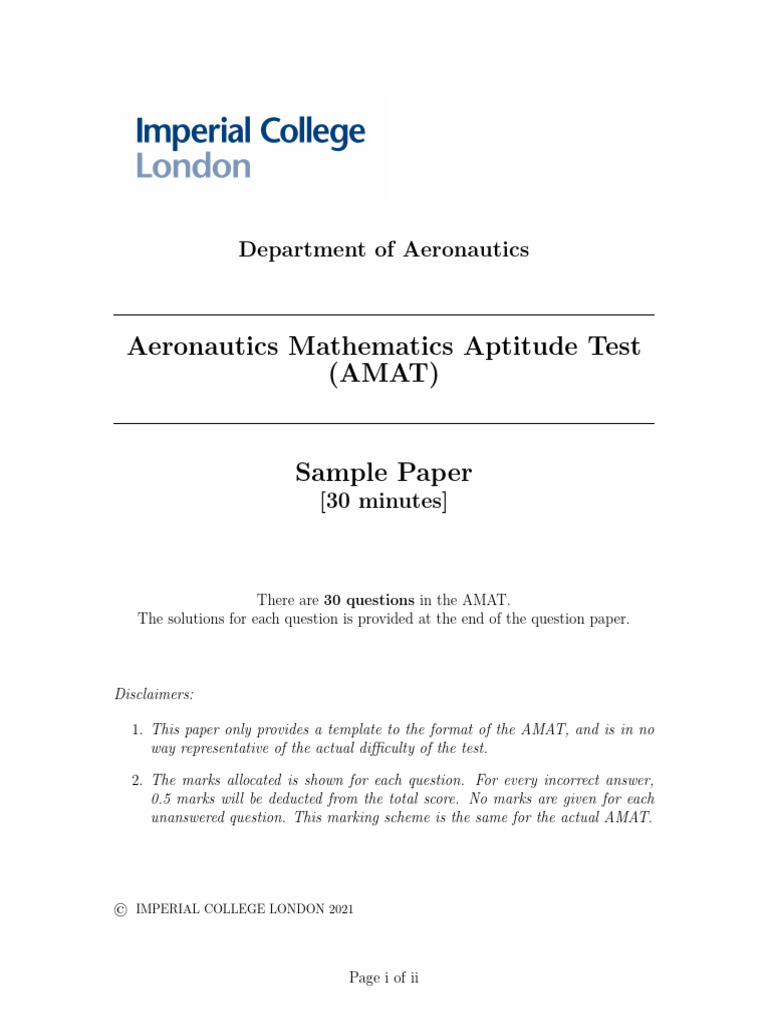 AMAT Sample Paper and Solutions | PDF | Equations | Gce Advanced Level ...