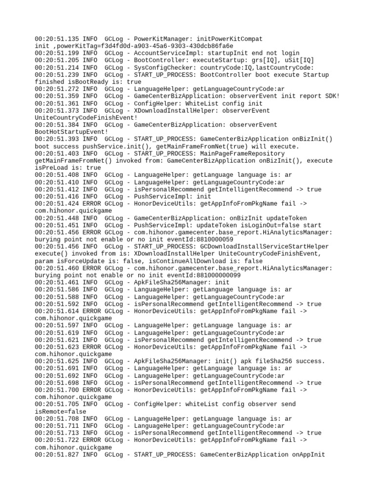 GameCenter Startup Log Analysis | PDF | Computing | Software