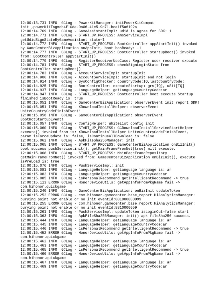 GameCenter Initialization Log Analysis | PDF | Computing | Software