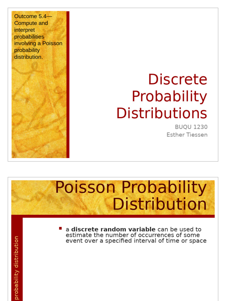 BUQU 1230 5.4 Poisson Dist | PDF | Probability Distribution | Teaching ...