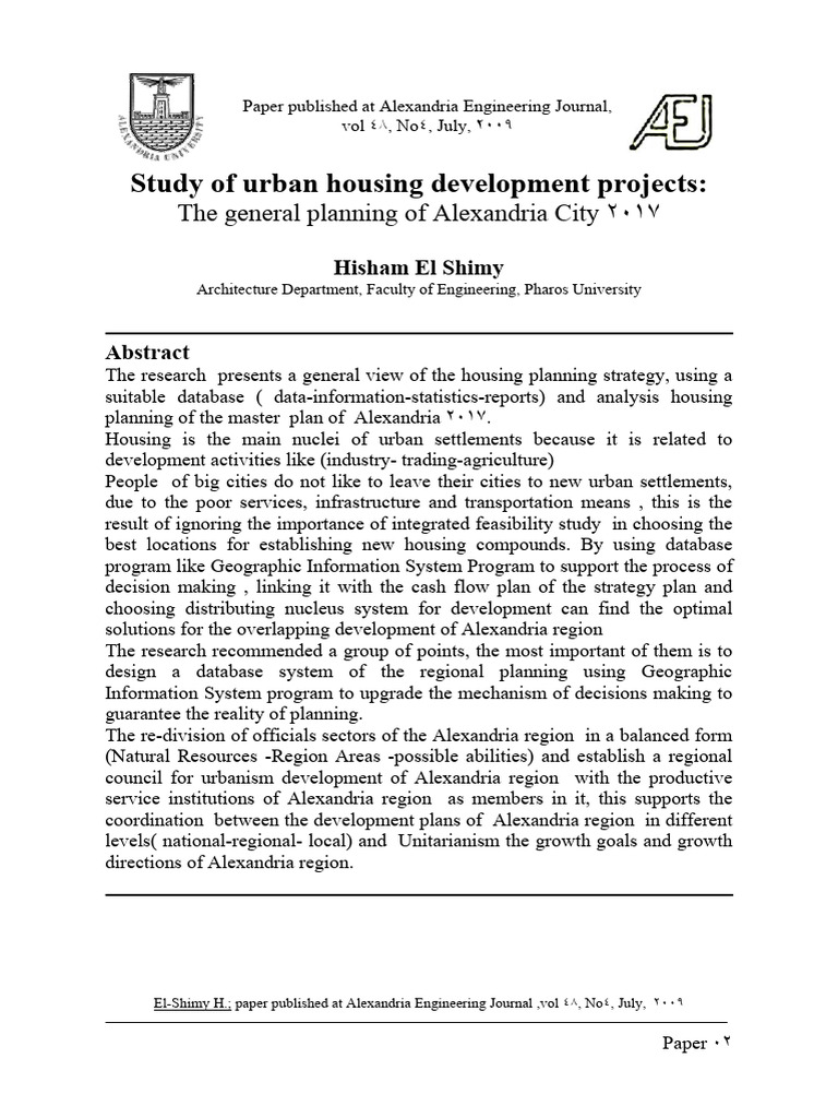 Study of Urban Housing Development Projects:: The General Planning of ...