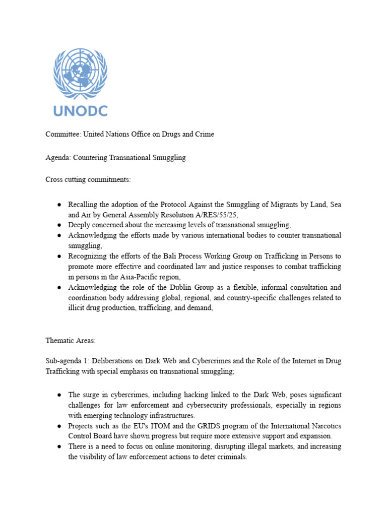 UNODC Committee Report 1.0 | PDF | Cybercrime | Smuggling