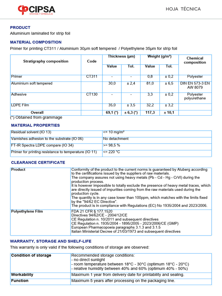 Aluminio Farmaceútico ALUPOL | PDF | Amorphous Solid | Chemical Substances