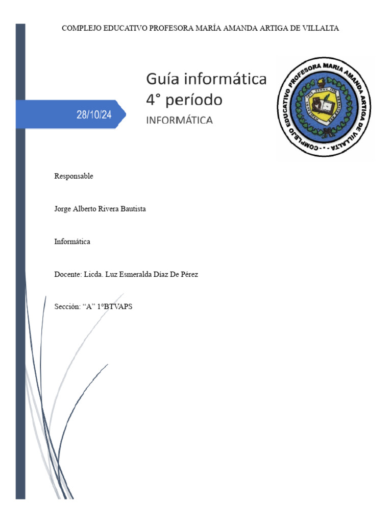 Gu A Inform Tica 4 Per Odo | PDF | Microsoft Office | Microsoft Excel