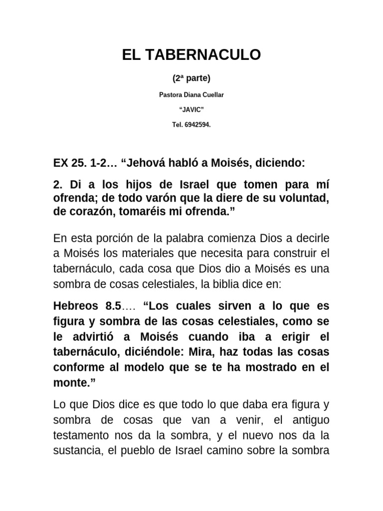El Tabernaculo P. 2. | PDF | Jesús | Tabernáculo