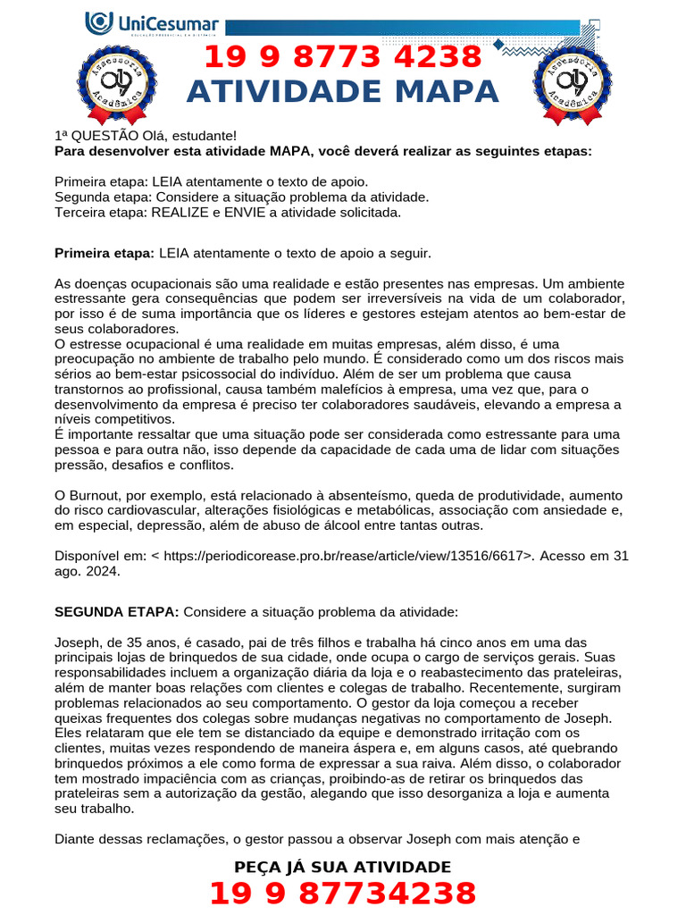 1 QUESTÃO Olá, Estudante! para Desenvolver Esta Atividade MAPA, Você Deverá Realizar As ...