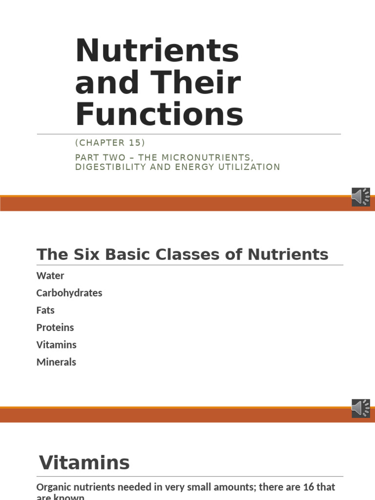 Chapter 15 Nutrients and Their Functions - Part Two Fall 2024 | PDF ...