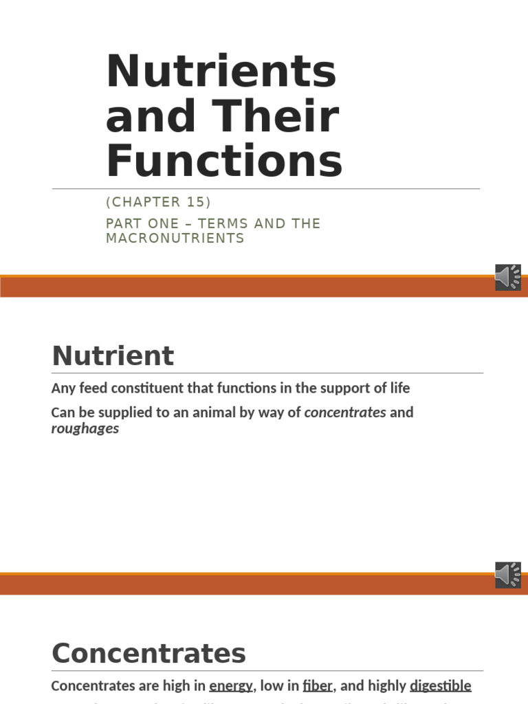 Chapter 15 Nutrients and Their Functions - Part One Fall 2024 | PDF ...