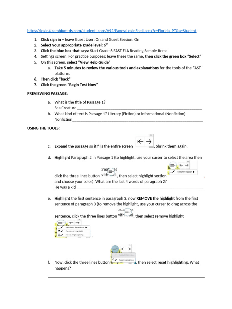 FAST Practice Test Tools - 6th Grade-D008df-C23bf0 | PDF
