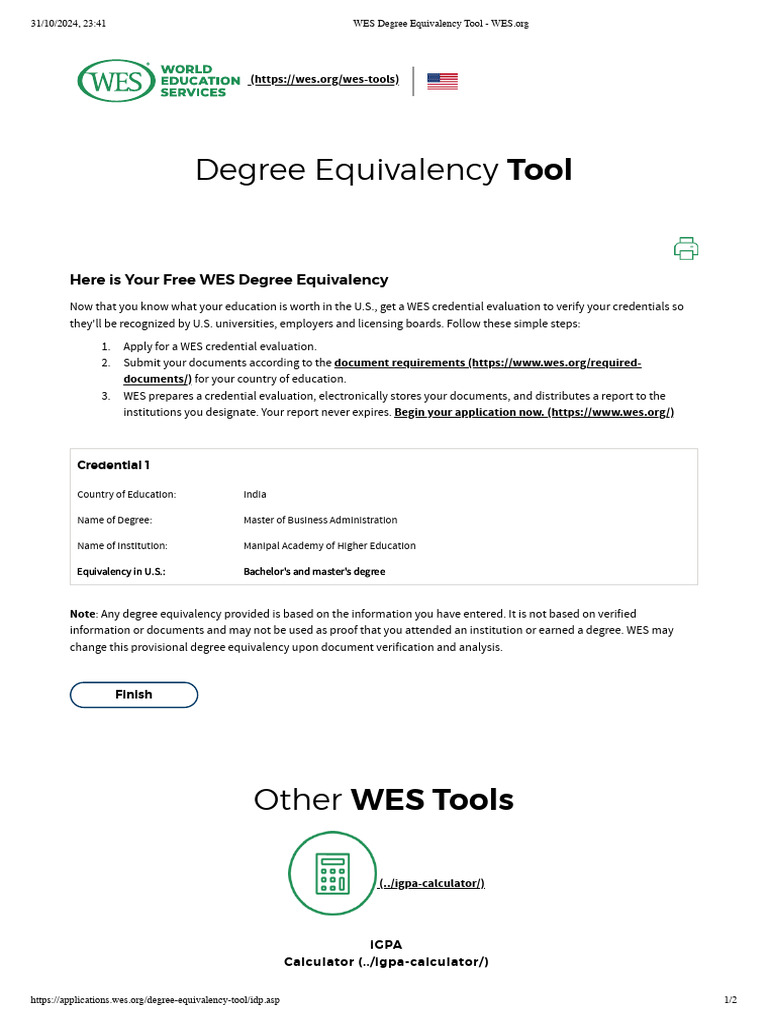 Free WES Degree Equivalency Tool | PDF | Career & Growth | Computers