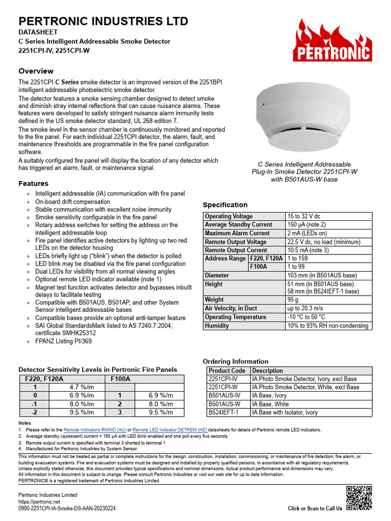 0900 2251cpi Ia Smoke Ds Aan | PDF | Sensor | Measuring Instrument