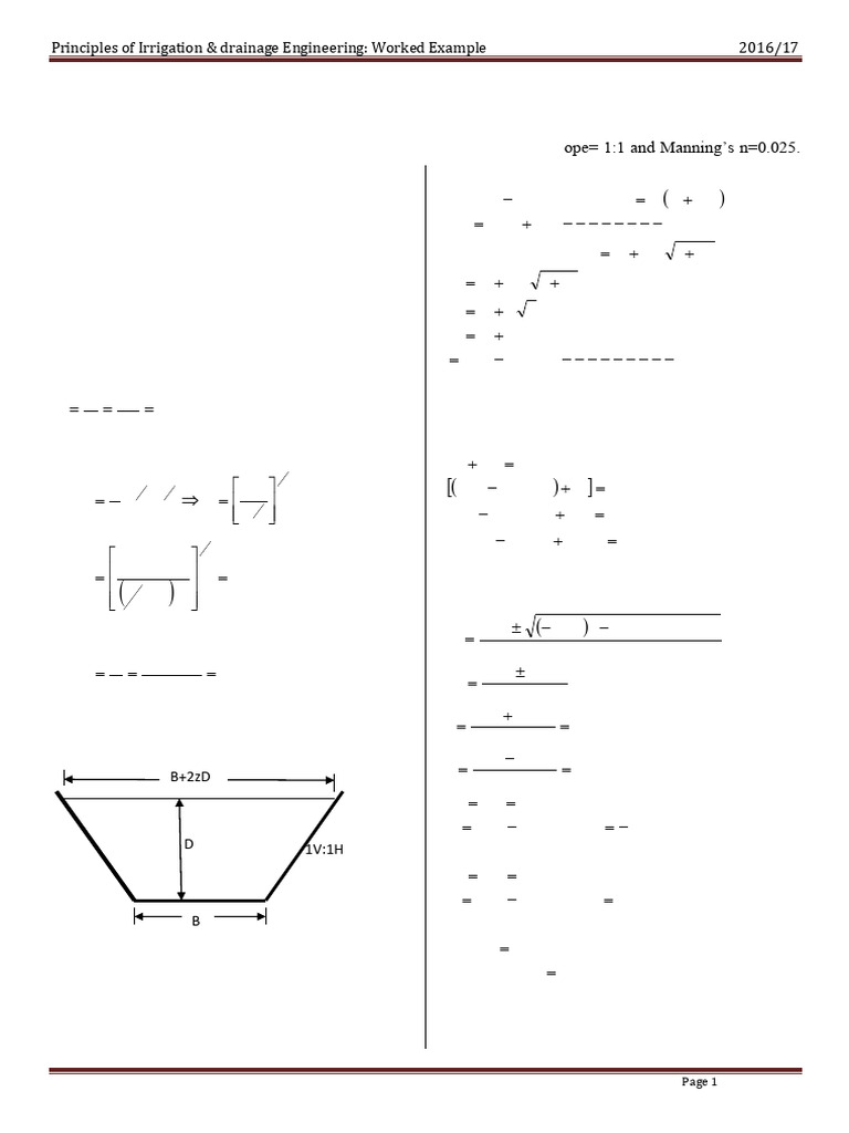 canal design example(1) | PDF | Chemical Engineering