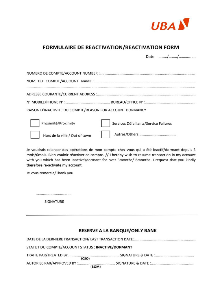 Account Reactivation Form-1 | PDF