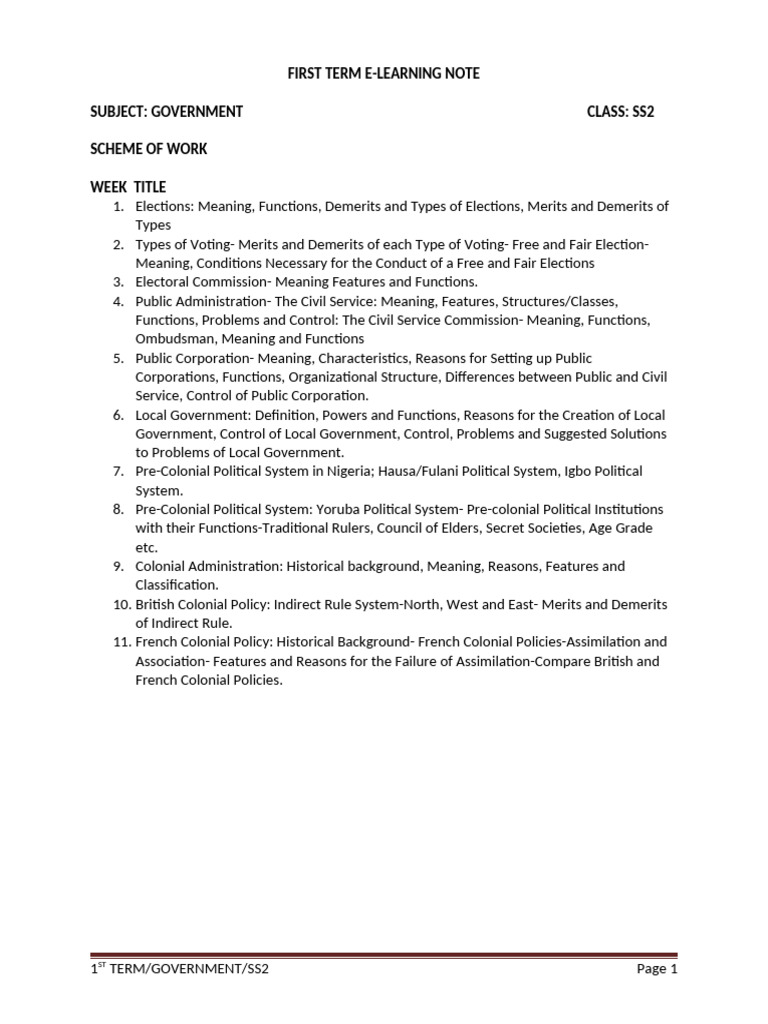First Term Ss2 Government | PDF | Elections | Voting