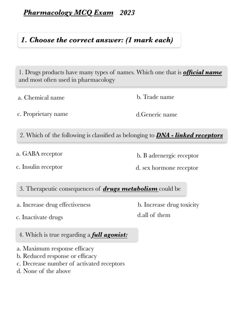 Pharmacology (Final MCQ Exam) (2023) 2 | PDF | Opioid | Antipsychotic