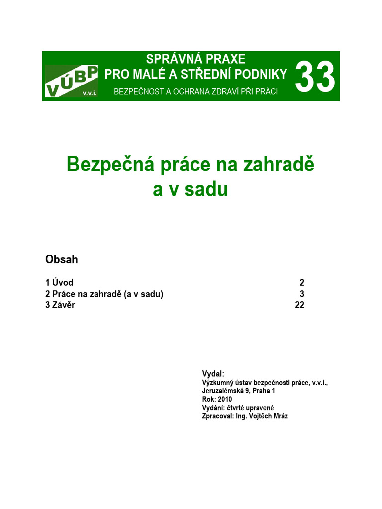 Bezpečná Práce Na Zahradě A V Sadu | PDF