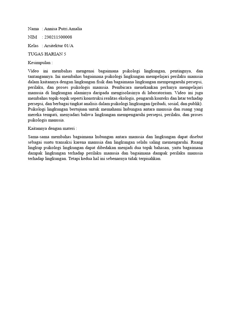 Tugas Harian 5 - Annisa Putri Amalia - 230211500008 | PDF | Sains & Matematika