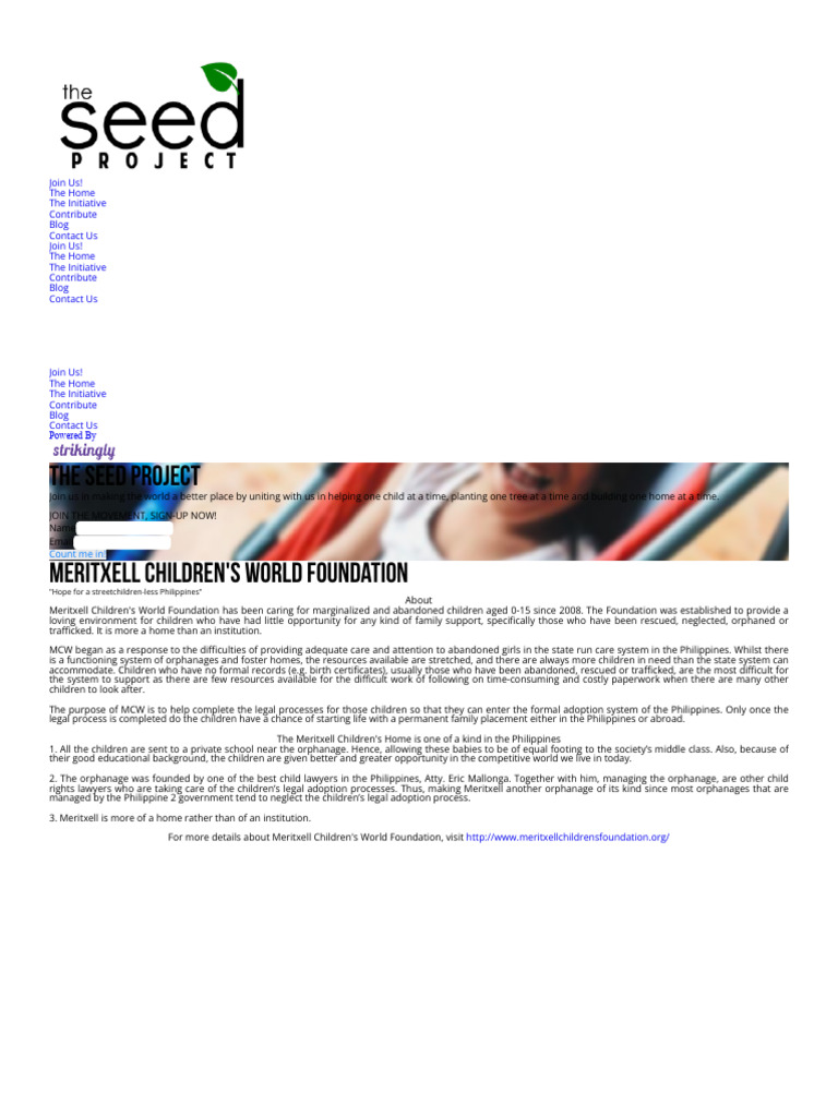 The SEED Project On Strikingly WEBPAGE | PDF | Orphanage | Social ...