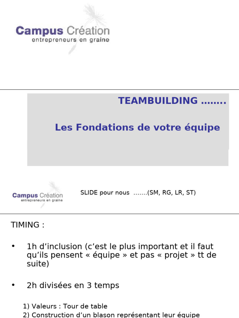Teambuilding .. Les Fondations de Votre Équipe | PDF