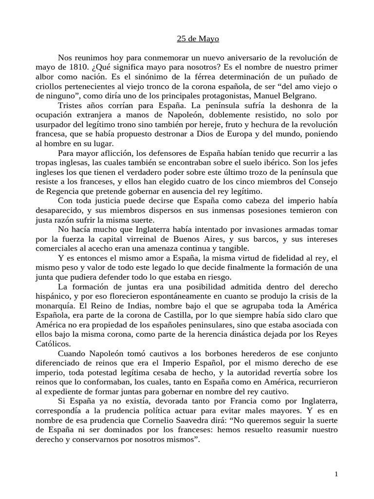 Discurso 25 de Mayo, Col STM | PDF | Imperio español | España