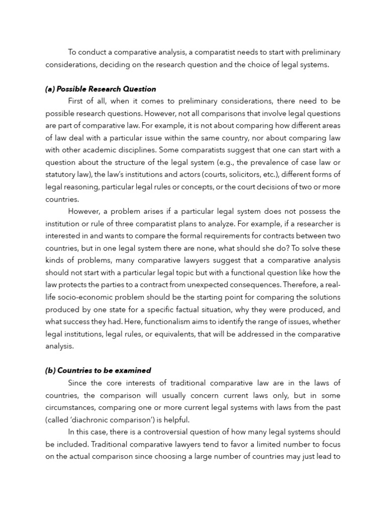 To Conduct A Comparative Analysis | PDF | Law