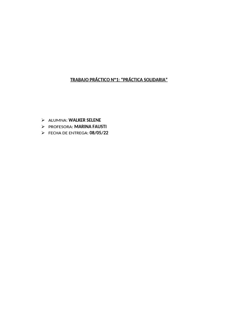 TP 1 Práctica Solidaria. Walker Selene | PDF | Vejez | Organización no gubernamental