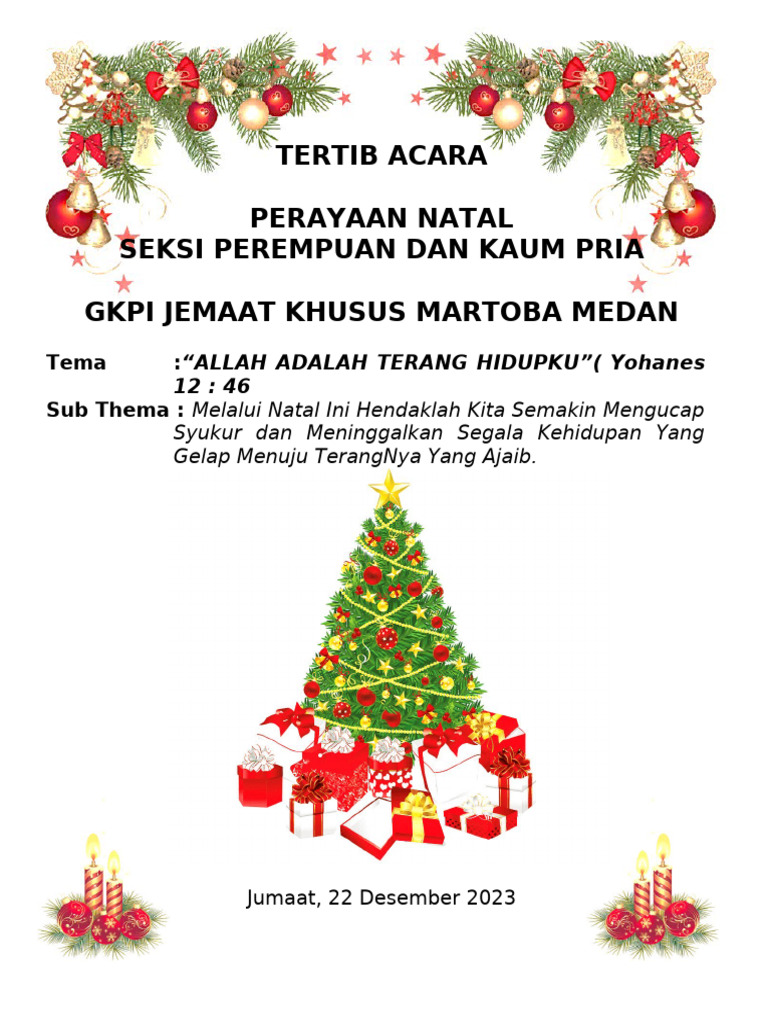 Tertib Acara Perayaan Natal GKPI | PDF | Seni | Sains & Matematika