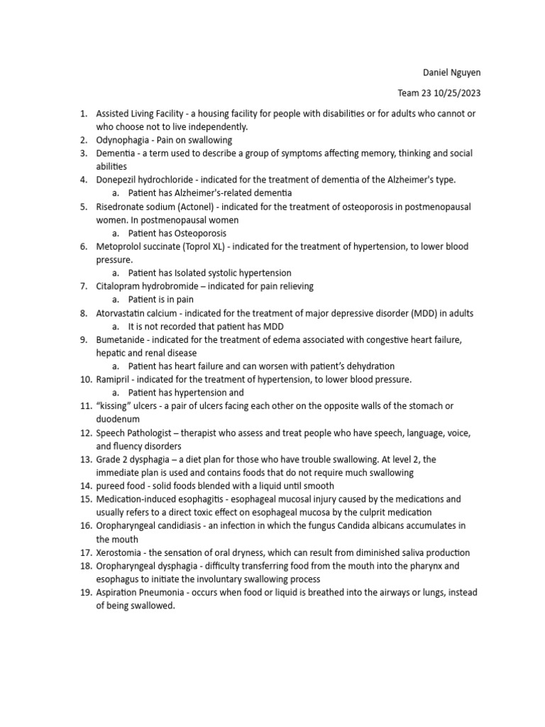 Case and Glossary Problem Solving Exercise 2 | PDF | Esophagus | Medicine