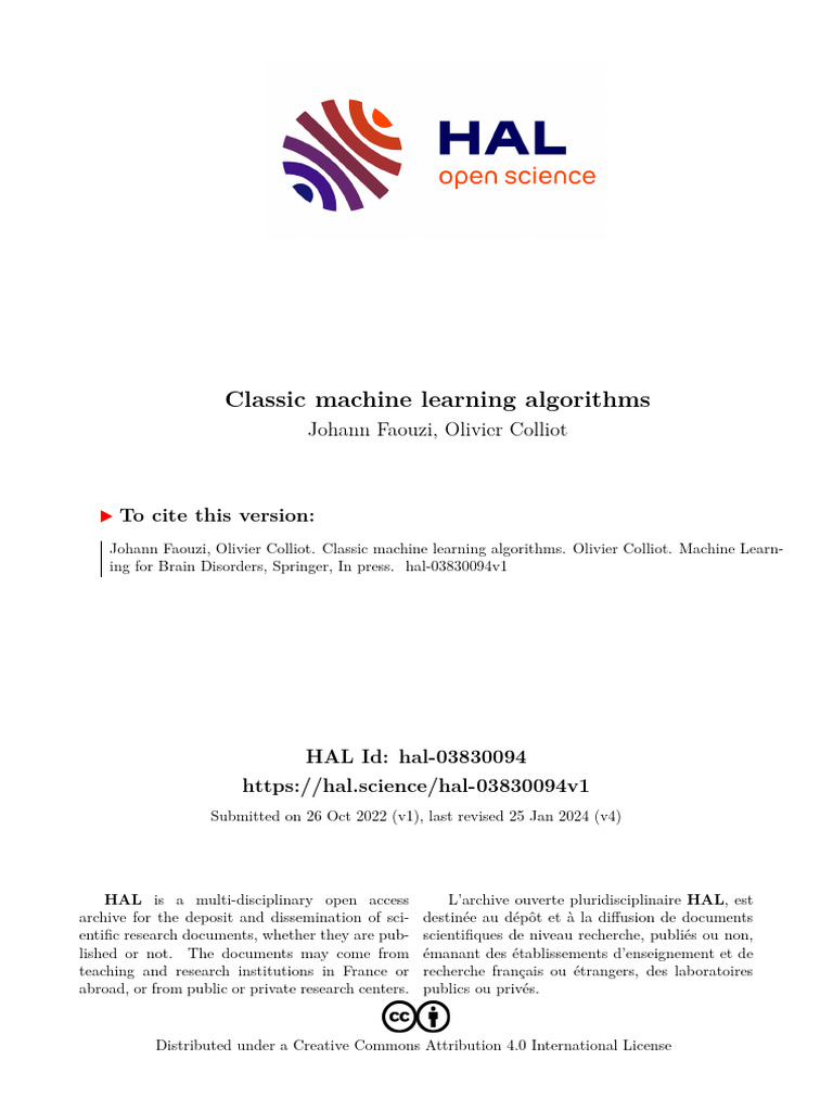 Classic Machine Learning Algorithms | PDF | Support Vector Machine ...