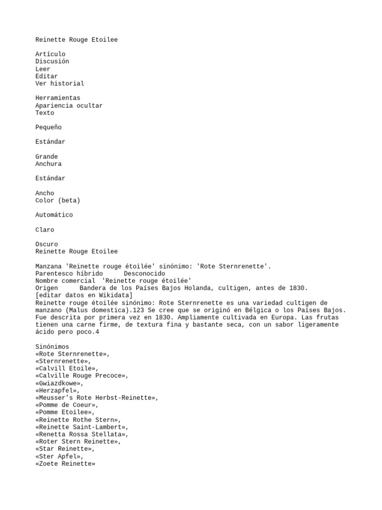 Reinette Rouge Etoilee | PDF | manzana | Fruta