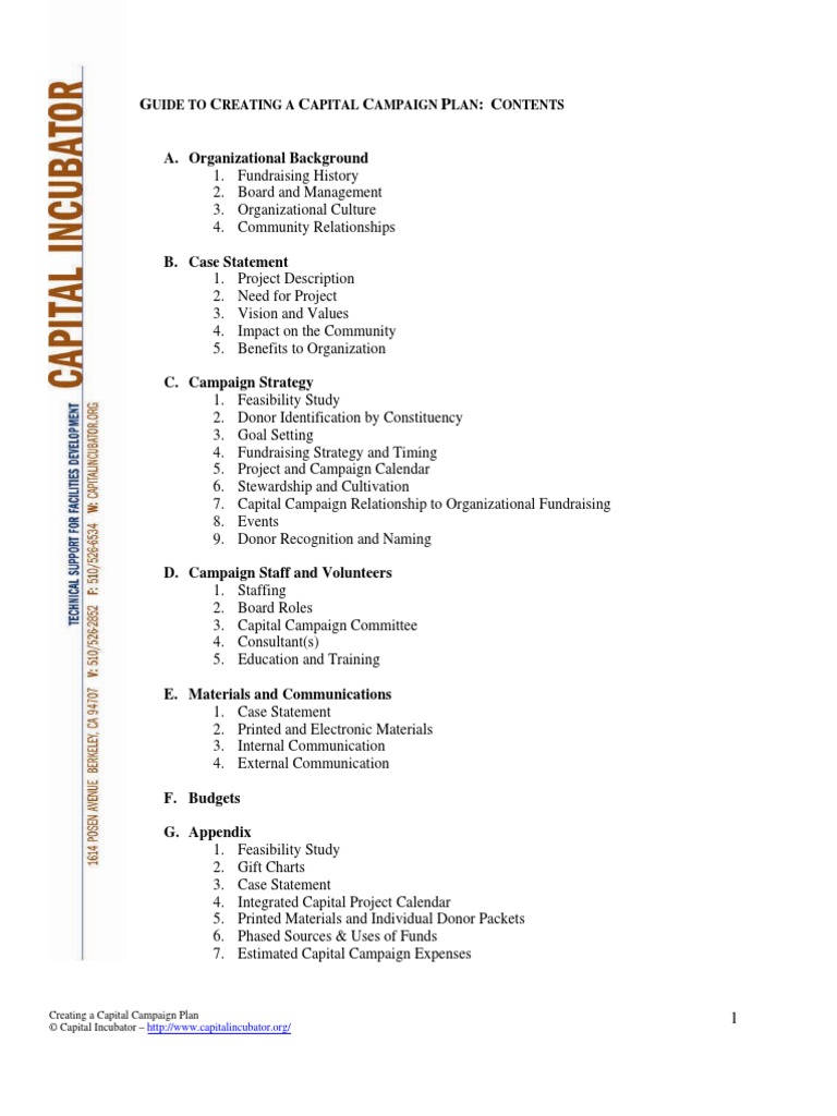 Guide To Creating A Capital Campaign Plan | PDF | Fundraising ...