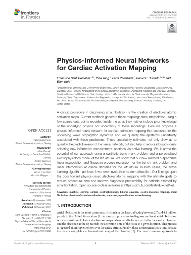 Physics Informed Neural Networks For Cardiac Activation Mapping | PDF ...