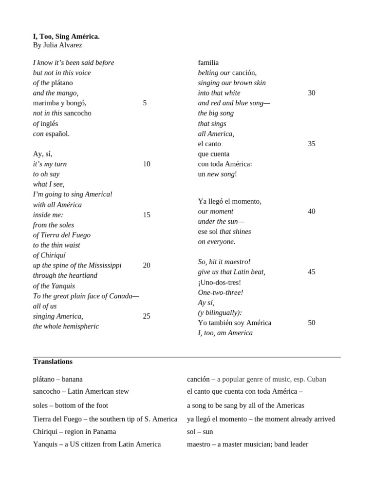 Alvarez I Too Sing America | PDF | Social Science | Art