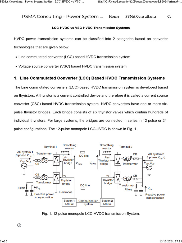 PSMA Consulting - Power System Studies - LCC-HVDC Vs VSC-HVDC Transmission Systems | PDF | High ...