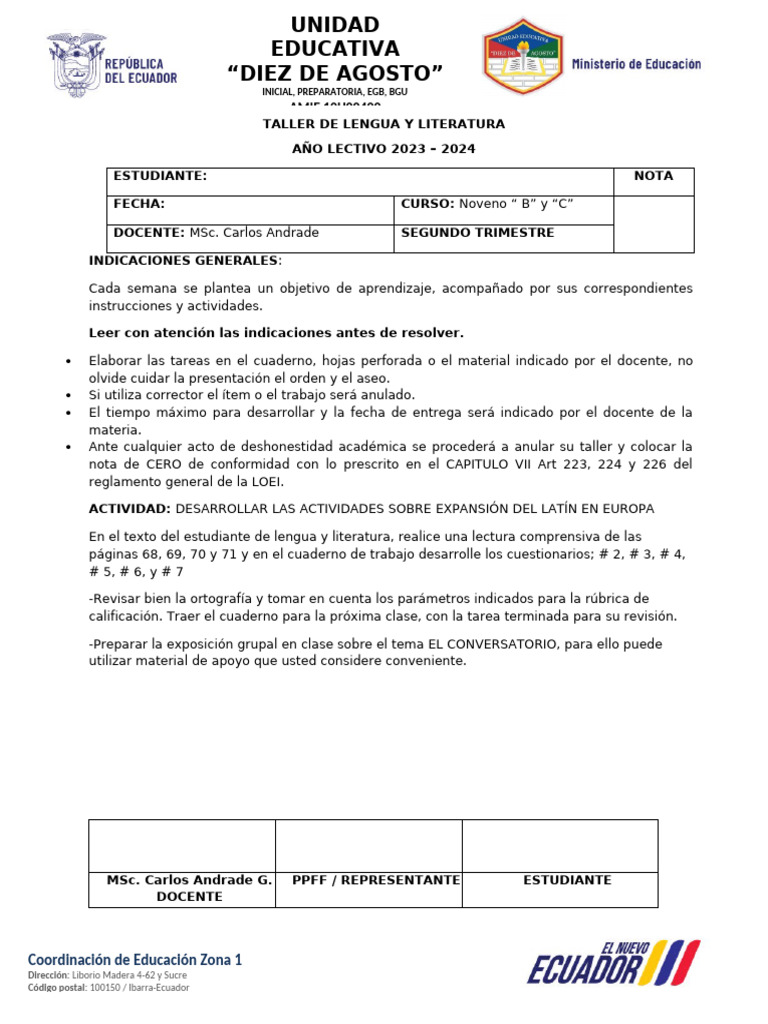 9nos. TALLER SRTA. G.YANES | PDF | Aprendizaje | Comunicación humana