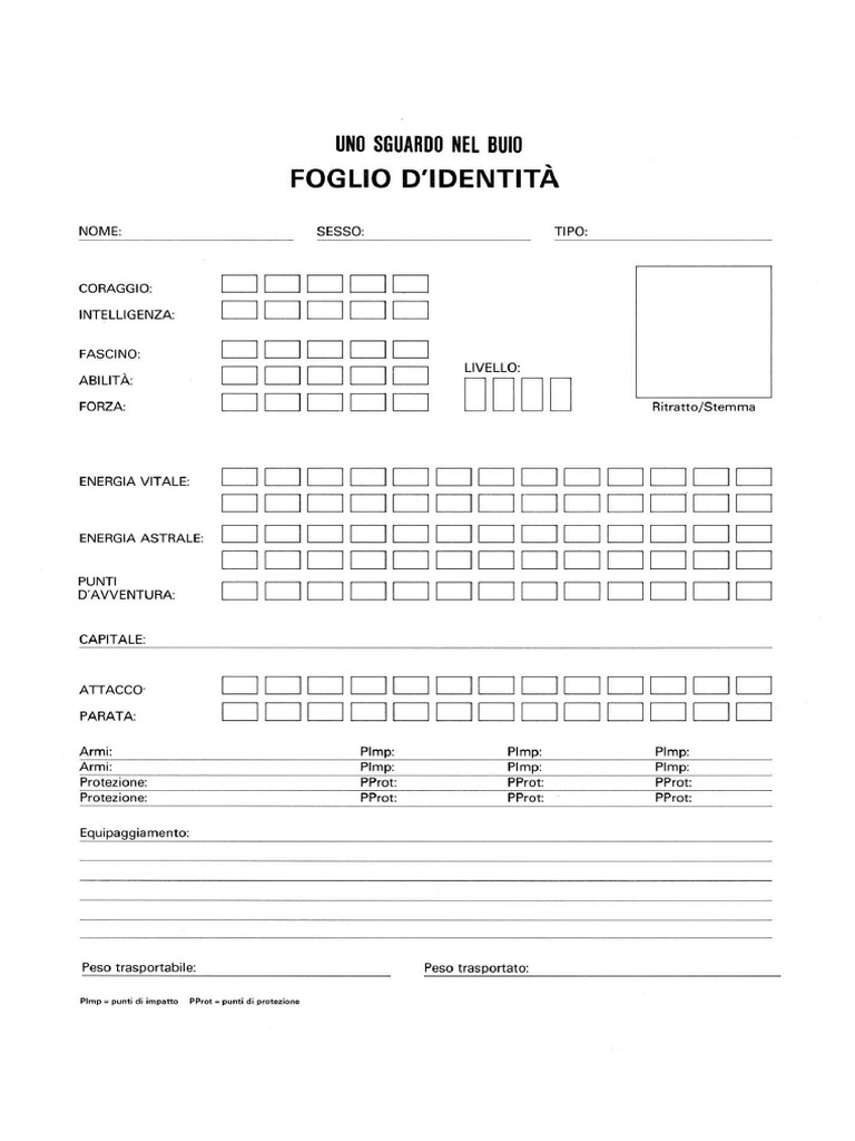 Usnb Scheda Personaggio Originale1 | PDF