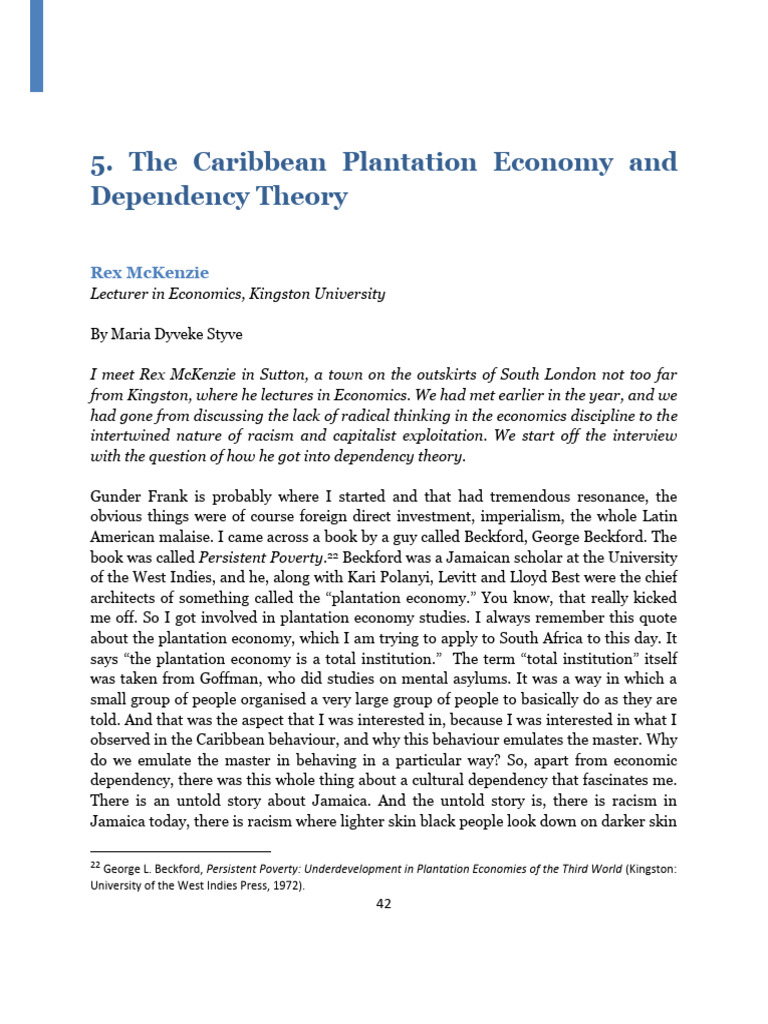 Chapter 5 The Caribbean Plantation Economy and Dependency Theory | PDF ...