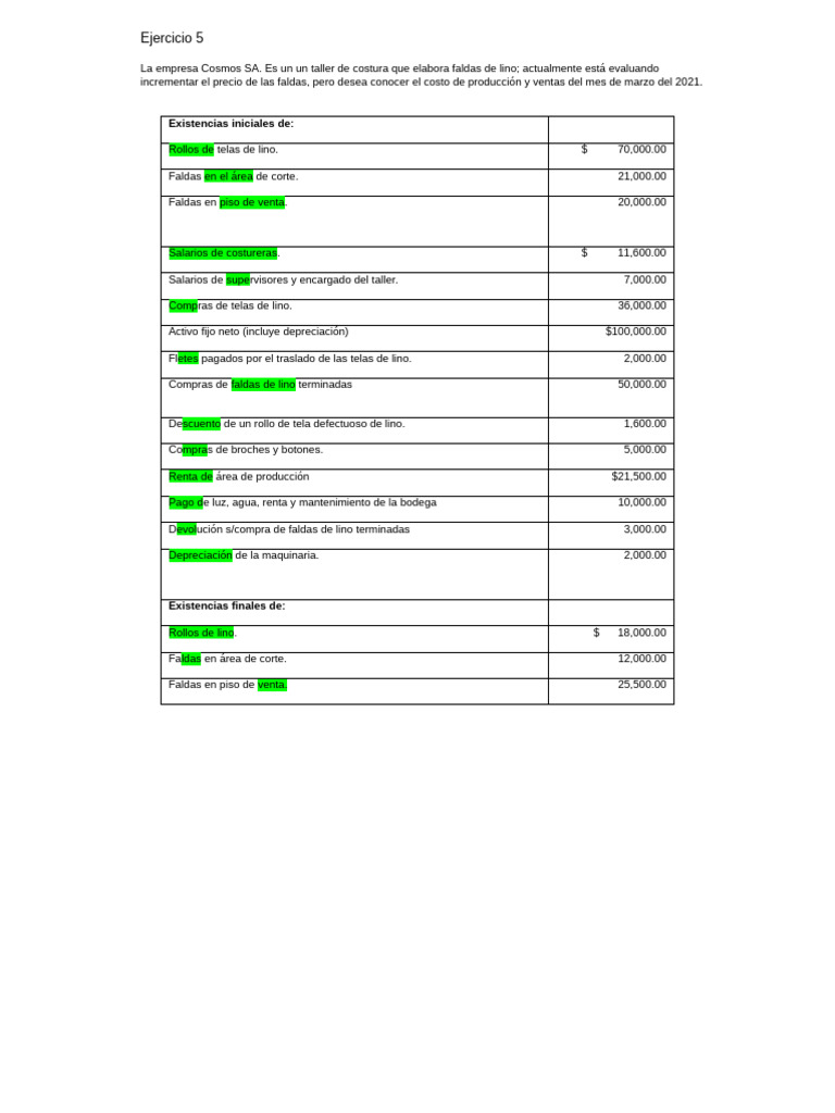 Ejercicio 5 | PDF | Business | Economias