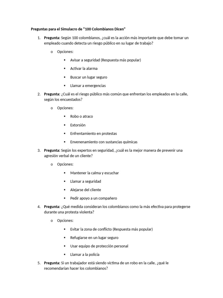 Preguntas para El Simulacro de | PDF