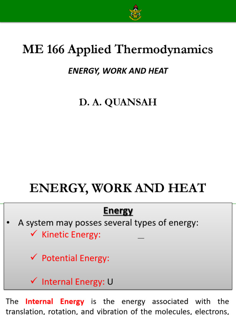 Heat, Energy and Work KNUST PPT Template | PDF | Heat | Heat Transfer