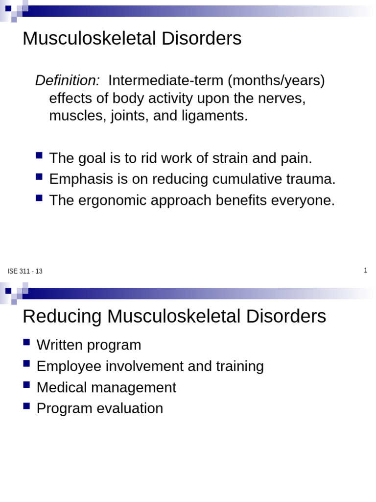 Musculoskeletal Disorder Solutions Guide | PDF | Musculoskeletal System ...