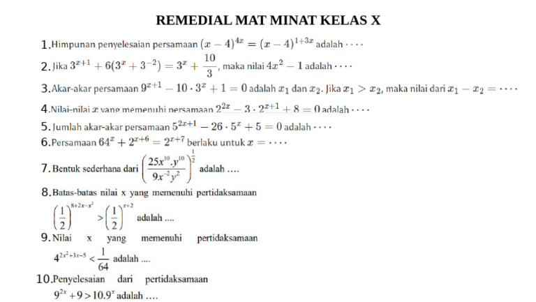 Mat Minat X Remed | PDF