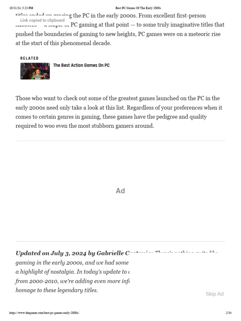 Early 2000s PC Gaming Classics | PDF
