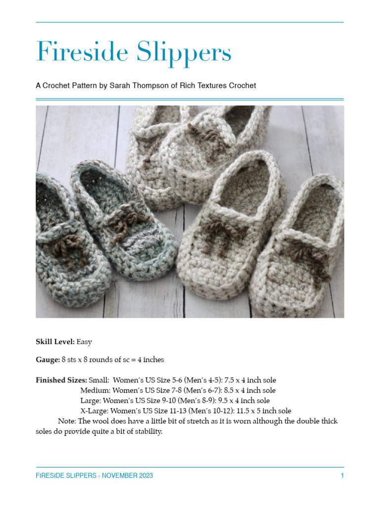 Fireside Slippers | PDF | Crochet | Weaving