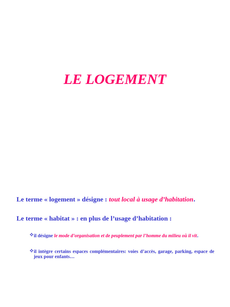 Définition et enjeux du logement | PDF | Logement | Humain